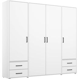 Drehtürenschrank Rauch, B:187cm H:194cm T:53cm, weiß, Holzwerkstoff, Schränke, "Kleiderschrank Schrank Garderobe Wäscheschrank VOYAGER", moderne