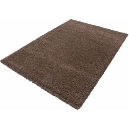 Hochflor-Teppich, B:300cm H:30mm L:400cm, braun, Ayyildiz Teppiche, Kunstfaser, Teppiche, "Life Shaggy 1500", Langflor, uni, gro&szlig;e Farbauswahl,
