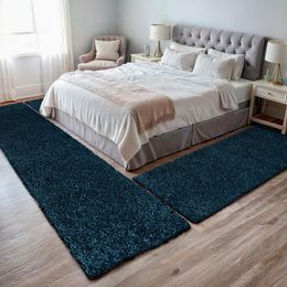 Hochflor-Bettumrandung OTTO HOME, H:37mm, blau, Obermaterial: 100% Polypropylen, Bettumrandungen, "Banji", Uni Farben, weich und flauschig, auch als