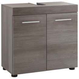 Waschbeckenunterschrank Welltime, B:58cm H:30cm T:57cm, silber, Schr&auml;nke, "Royan", Waschbeckenunterschrank mit 2 T&uuml;ren - (B/T/H) 58/31/57 cm
