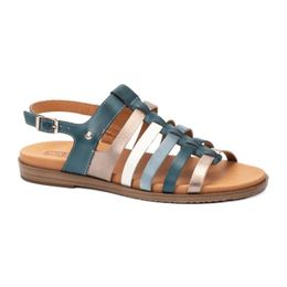 Pikolinos Damen Riemchensandale "FORMENTERA", Gr. 36, blau, Leder, Schuhe, Sommerschuh, Sandalette, Sandale, in schöner Farbkombi