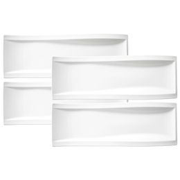 Villeroy & Boch VILLEROY & BOCH Servierplatte "Antipastiteller NewWave 42 x 15 cm 4er Set weiß", weiß, Servierplatten