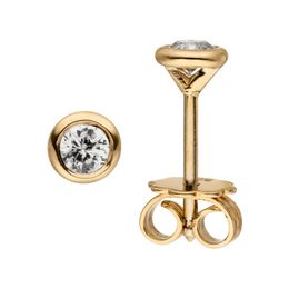 Jobo Damen Paar Ohrstecker "Ohrringe Solit&auml;r Diamanten Brillanten 0,24 ct.", 4,8mm, SI = kleine Einschl&uuml;sse, Diamanten Gelbgold 585, gelb, Diamanten,