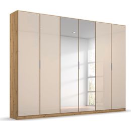 Drehtürenschrank Rauch, B:271cm H:229cm T:54cm, beige, Holzwerkstoff, Schränke, "Kleiderschrank Schrank Garderobe KOLUNA mit Glastüren und Spiegel",