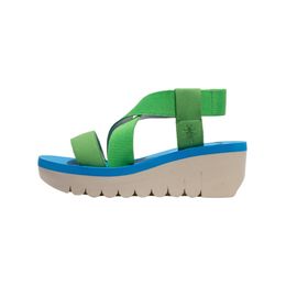 Fly London Damen Keilsandalette "Fly London Sandalen Leder/Textil", Gr. 40gr&uuml;n, blau, Leder, Textil, Schuhe