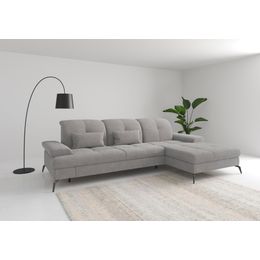 Sit & More Ecksofa SIT & MORE, B:279cm H:90cm T:185cm, grau, 100% Polyester, Wohnzimmer, Sofas, "Amica, L-Form, inkl. Sitztiefenverstellung &