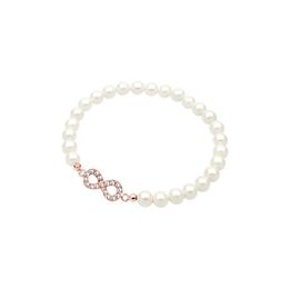 Elli Damen Perlenarmband "Infinity Symbol Muschelkernperlen Wei&szlig; 925 Sterling Silber", 18cm, ohne Stein, Silber 925 (Sterlingsilber), rosa, Silber