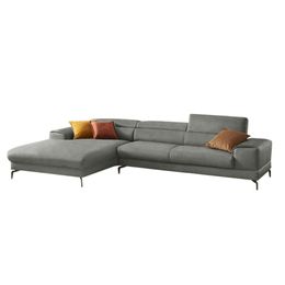Ecksofa W.Schillig, B:343cm H:70cm T:193cm, grau, Stoff S37 (100% Polyester): Luxus-Microfaser in Lederoptik, Wohnzimmer, Sofas, "piedroo, Designsofa