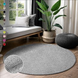Hochflor-Teppich Sanat, H:30mm &Oslash;:150cm, grau, Kunstfaser, Teppiche, "LOCA", Wohnzimmer, Langflor, Shaggy, Schlafzimmer