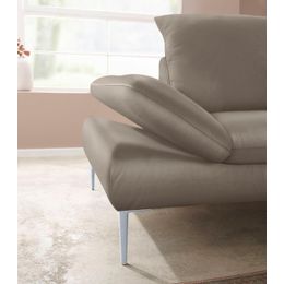 Ecksofa W.Schillig, B:294cm H:87cm T:185cm, braun, Chenille-Flachgewebe R66 (85% Polyester, 15% Nylon);Longlife Xtra-Leder Z59: Glattleder mit