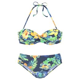 Lascana Damen B&uuml;gel-Bandeau-Bikini, bunt, Gr. 34, Microfaser, Microfaser, Polyamid, Bikini-Sets, sommerlich bedruckt