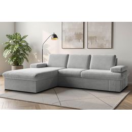 Sit & More Ecksofa SIT & MORE, B:247cm H:82cm T:171cm, grau, 100% Polyester, Sofas, "Moreno L-Form, B: 247 cm", mit Armteilverstellung, optional Bettfunktion