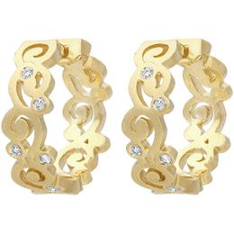 Firetti Damen Paar Creolen "Schmuck Geschenk Gold 585 Ohrschmuck Ohrringe Ranke", 18mm, 0,1 SI = kleine Einschl&uuml;sse, Diamanten Gelbgold 585, gold,