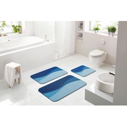 Badematte LINEA DUE, H:18mm, blau, Polyacryl, Badematten, "Flash"