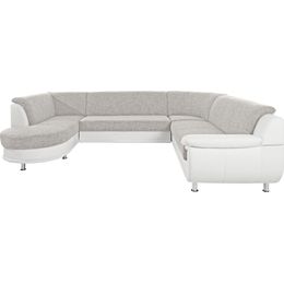 Wohnlandschaft Trendmanufaktur, B:320cm H:85cm T:94cm, wei&szlig;, Kunstleder SOFTLUX / Struktur (77% Polyester; 23% Polyacryl);Luxus-Microfaser ALCAZAR