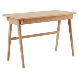 Schreibtisch, B:110cm H:74cm T:55,5cm, beige, HAMMEL FURNITURE, Beine: Eiche massiv weiß pigmentiert. Material obere Platte: Weiß pigmentiertes, matt