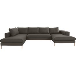 Wohnlandschaft OTTO products, B:371cm H:83cm T:210cm, grün, Struktur fein: aus recycleten PET-Flaschen (100% PES), Sofas, "Finnja, viel Platz,