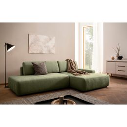 Ecksofa Home Affaire, B:276cm H:82cm T:164cm, grün, 100% Polyester, Wohnzimmer, Sofas, "TORGE, Schlafsofa Cord, Samtvelours u. Strukur fein, Couch in