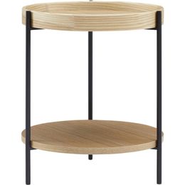 Beistelltisch Salesfever, B:44cm H:49cm T:44cm, beige, MDF mit Eschenholzfurnier, Metall, Wohnzimmer, Tische, "Charmant und praktisch:
