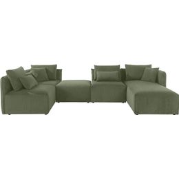 Wohnlandschaft OTTO HOME, B:340cm H:86cm T:172cm, grün, 92% Polyester, 8% Polyamid, Sofas, "Nöre U-Form", 5 Teile, in vielen Bezugsqualitäten und