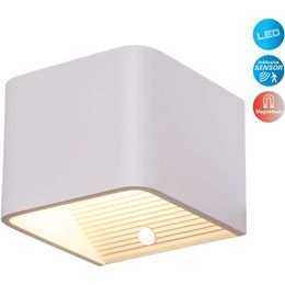 Näve NÄVE LED Wandleuchte "Cube", 1, H: 8cm, 1 Stk., weiß, Leuchten, Akku, magnetisch, Bewegungssensor, Memory, USB-C, Kippschalter
