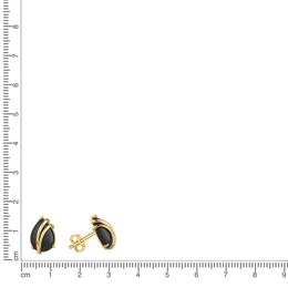 Vivance Damen Paar Ohrstecker "375/- Gelbgold glanz Onyx", one-size, Gold, gelb, Gold, Ohrringe
