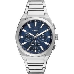 Fossil Herren Chronograph "EVERETT", blau, Armbanduhren, Quarzuhr, Armbanduhr, Herrenuhr, Edelstahlarmband, analog