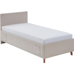 Meise M&ouml;bel Kinderbett MEISE.M&Ouml;BEL, B:150cm L:210cm, beige, Betten, "COOL", Polsterbett wahlweise mit Bettkasten, Jugendbett inkl. USB-Anschluss