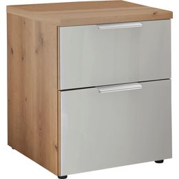 Nachtkonsole Wiemann, B:40cm H:46,4cm T:43cm, weiß, Floatglas, Holzwerkstoff, Metall, Sideboards, "Como", vormontiert