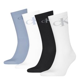 Damen Socken "CKJ MEN SOCK 4P SHADOW RIB LOGO ECOMM", Calvin Klein Jeans, weiß, Baumwollmischung, unifarben mit Farbeinsatz, Socken, mit diskretem