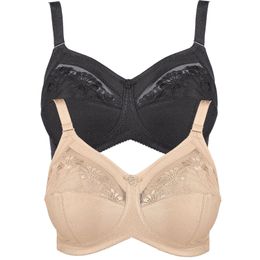 Anita Damen Entlastungs-BH "2er Pack Komfort BH ohne Bügel Safina", Gr. 100schwarz sand, Obermaterial: 50% Polyamid PA. 25% Polyester PES. 10%