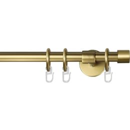 Gardinenstange Garesa, L:310cm &Oslash;:16mm, gold, Metall, Gardinenstangen, "RUSTIKA", rustikale Vorhanggarnitur, verl&auml;ngerbar, m. Ringe, Endkappe