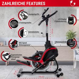 HAMMER Power-Stepper "Cross-Stepper", B:50cm H:154cm L:108cm, schwarz, Stepper, Fitness-Apps per Smartphone/Tablet