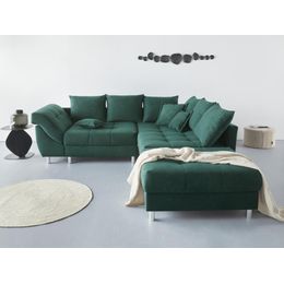 Ecksofa Collection AB, B:247cm H:87cm T:189cm, grün, Microfaser PRIMABELLE (100% Polyester), Struktur (90% Polyester, 10% Polyacryl), Samtvelours