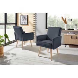 Sessel, B:64cm H:89cm T:67cm, grau, exxpo - SOFA FASHION, Wohnzimmer, Sessel, "Lungo, Loungesessel mit moderner Kedernaht, bequem und elegant",