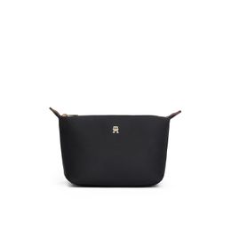 Tommy Hilfiger Damen Kosmetiktasche "TH ICON WASHBAG NYLON", schwarz, Leder, Nylon, Taschen, Unisex Minibag, Kulturbeutel, mit TH-Schmuckelement