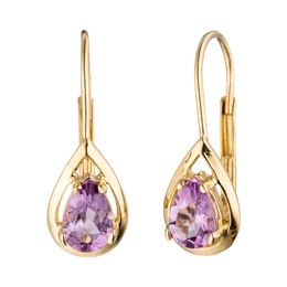 Jobo Damen Paar Ohrhänger, Gelbgold 333, gold, Gelbgold 333, Ohrringe, Tropfen 333 Gold mit Amethyst