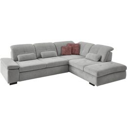 Ecksofa DIE PLANBAR, B:312cm H:85cm T:260cm, silber, 85% Polyester;15% Nylon, Wohnzimmer, Sofas, "MP-IN16012 L-Form Kaltschaum-Polsterung", inkl.