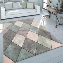 L&auml;ufer Paco Home, B:80cm H:16mm L:300cm, bunt, Polypropylen (PP), Flur, Teppiche, "Lara 238", Kurzflor, Pastell-Farben, handgefertigter