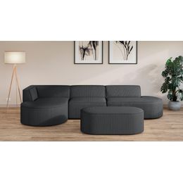 Ecksofa OTTO HOME, B:343cm H:72cm T:159cm, grau, 100% Polyester, Wohnzimmer, Sofas, "EIVIND Designer Sofa mit Ottomane rechts/links, B/T/H: