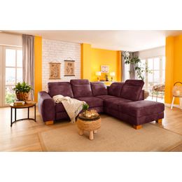 Ecksofa Home Affaire, B:263cm H:86cm T:219cm, rot, Luxus-Microfaser Florence (100% Polyester), Wohnzimmer, Sofas, "Dundee L-Form", wahlweise mit
