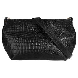 Samantha Look Damen Umhängetasche, schwarz, Leder, Reptilienprägung, Taschen, echt Leder, Made in Italy