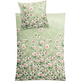 Wendebettw&auml;sche Kleine Wolke, gr&uuml;n, Mako-Satin, Obermaterial: 100% Baumwolle, Bettw&auml;sche, "Magnolia", mit floralem Print