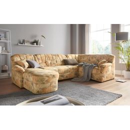Wohnlandschaft DOMO collection, B:308cm H:91cm T:200cm, beige, Luxus-Microfaser (100% Polyester), mit Muster;Struktur (100% Polyester), Sofas, "Bahia