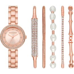 Skechers Damen Quarzuhr "BRACELET GLITZ SET", rosa, Armbanduhren, Armbanduhr, Damenuhr, analog, Glassteine, Geschenkidee