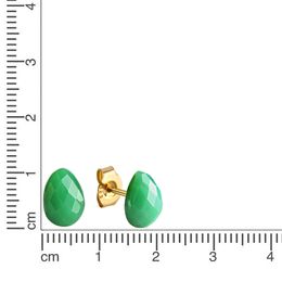 JAMELLI Damen Paar Ohrstecker "Silber 925 vergoldet mit echtem Chrysopras 8x6,5mm", one-size, 2,34, Silber 925 (Sterlingsilber), gelb, Silber 925