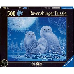 Ravensburger Kinder Puzzle "Glow in the Dark, Eulen im Mondschein", bunt, B:49cm H:36cm, Puzzles, Made in Germany