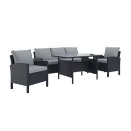 Gartenlounge-Set Konifera, B:62cm, schwarz, Stahl, Sitzm&ouml;bel-Sets, "&raquo;Brooklyn&laquo;", Stahl/Polyrattan