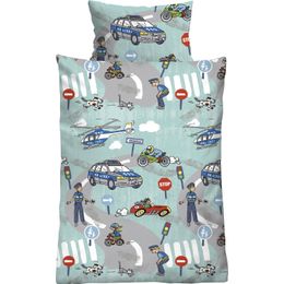 Kinderbettw&auml;sche Biberna, blau, Feinbiber, Obermaterial: 100% Baumwolle, Bettw&auml;sche, "Ela in Gr. 100x135 oder 135x200 cm, f&uuml;r Kinder,