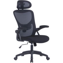 Drehstuhl ByLiving, B:62cm H:119cm T:58,5cm, schwarz, Kunststoff, Polyester, B&uuml;ro, St&uuml;hle, "Flex", moderner B&uuml;rostuhl mit vielen